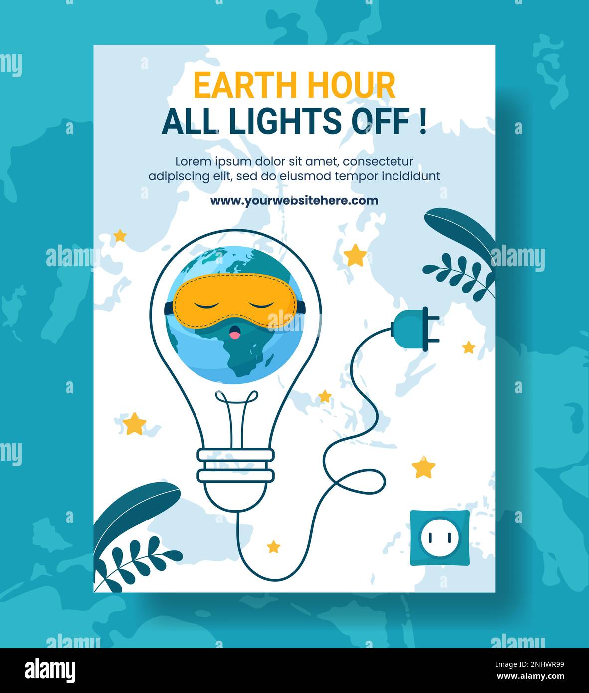 Happy Earth Hour National Day Vertical Poster Cartoon Hand Drawn ...