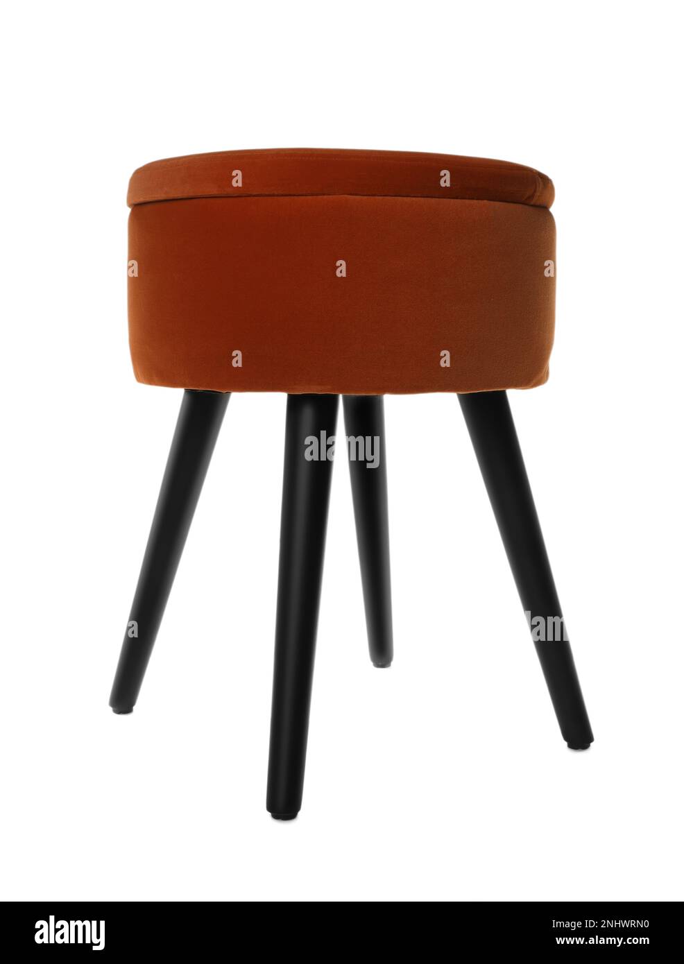 Stylish orange velvet stool isolated on white Stock Photo - Alamy