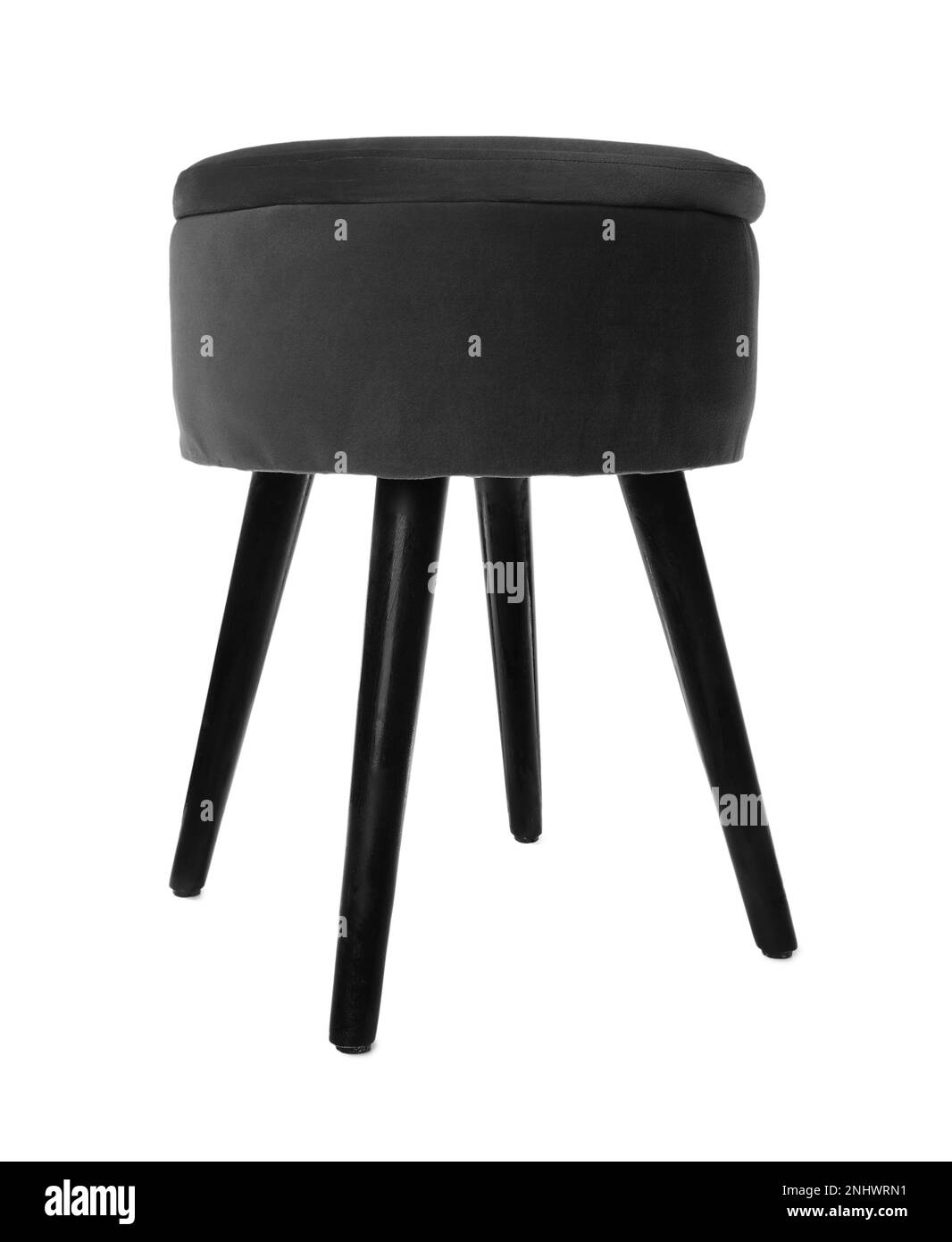 Stylish grey velvet stool isolated on white Stock Photo - Alamy