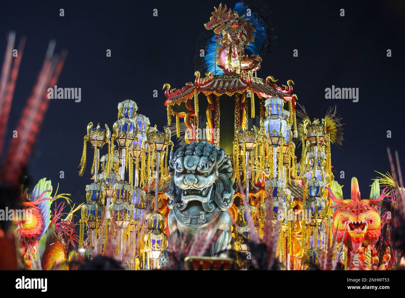Rio De Janeiro, Brazil. 21st Feb, 2023. A samba school float featuring ...