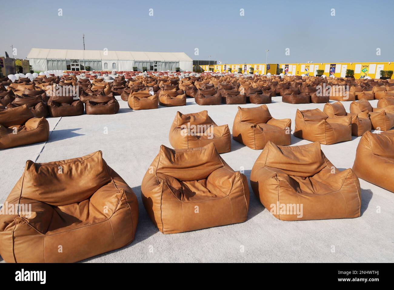 A photo shows "Fan village", supporters' lodging cabin facility, in ...
