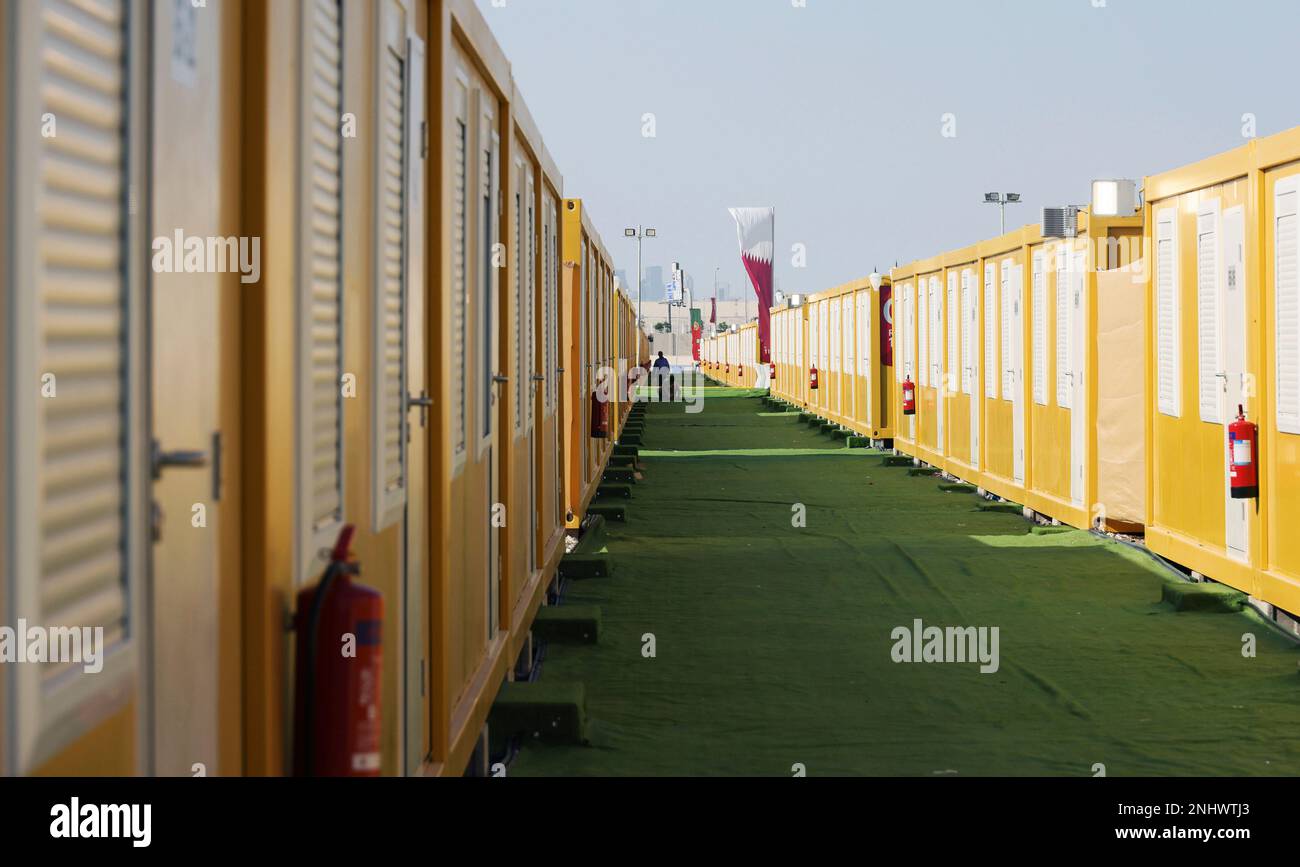 A photo shows "Fan village", supporters' lodging cabin facility, in ...