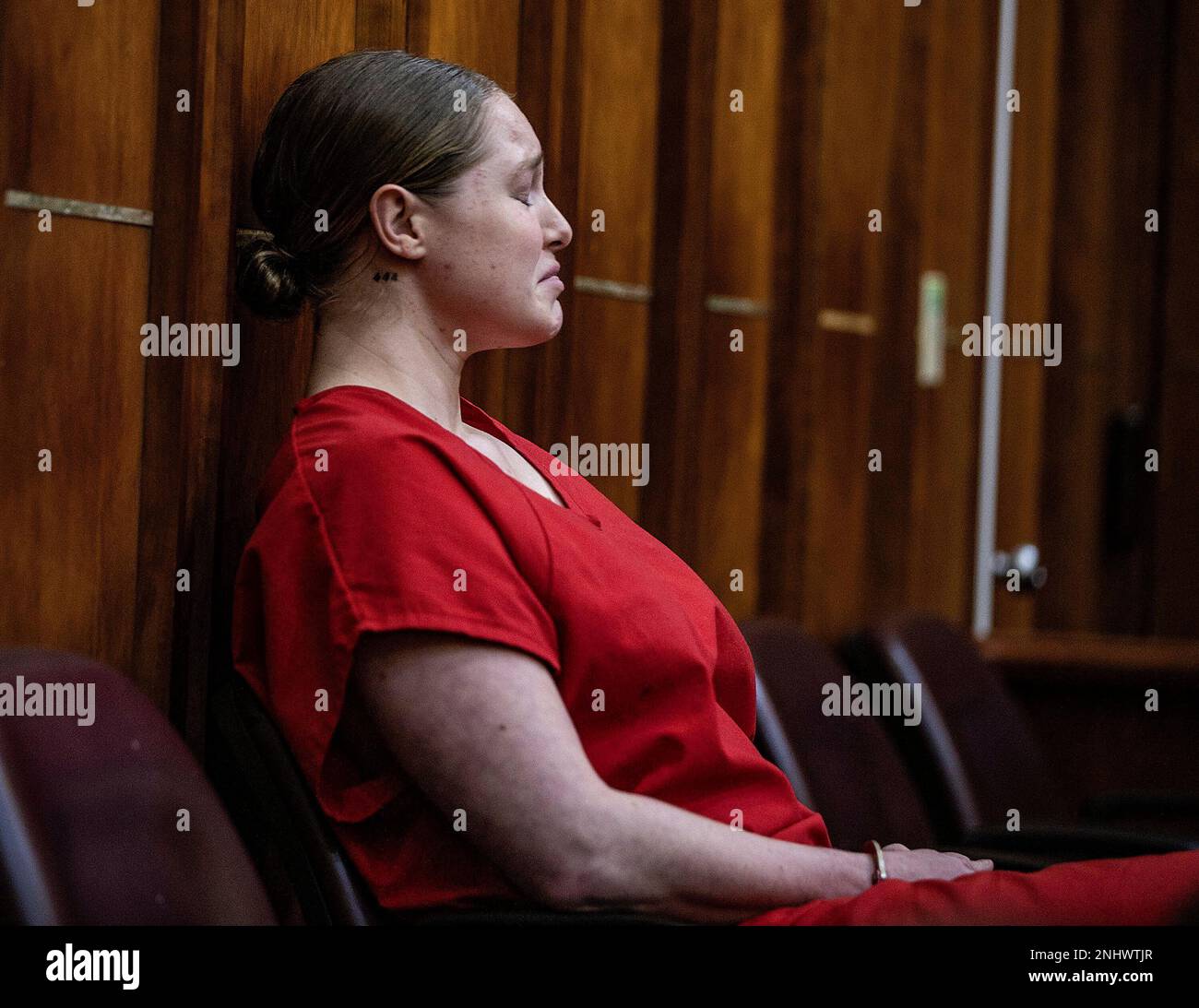 Social media model Courtney Clenney reacts as her 911 call was played ...