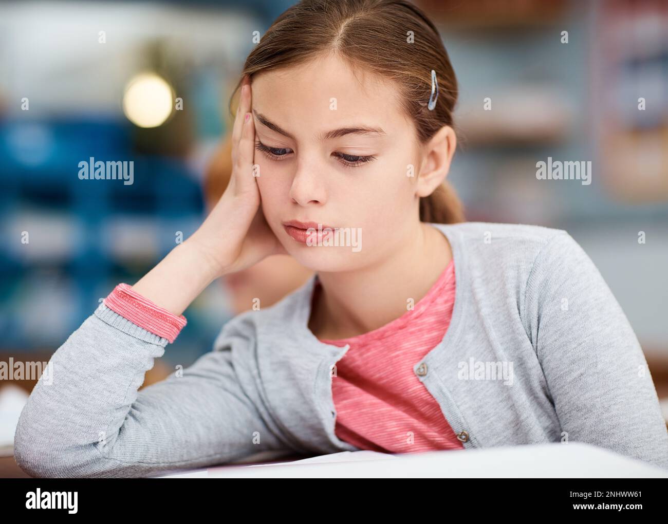 Kids often struggle with concentration during their studies. a young ...