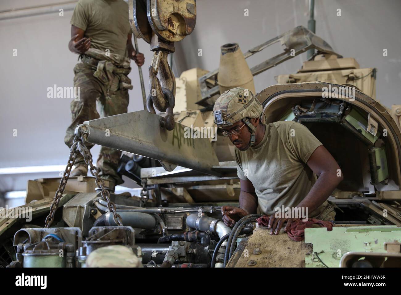 U.S. Army Spc. Sheridan Cary, a mechanic assigned to Bravo Troop, 4th ...