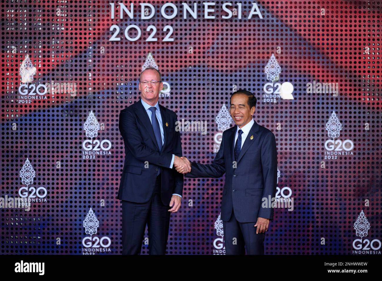 Financial Stability Board (FSB) Chair Klaas Knot is greeted by the ...