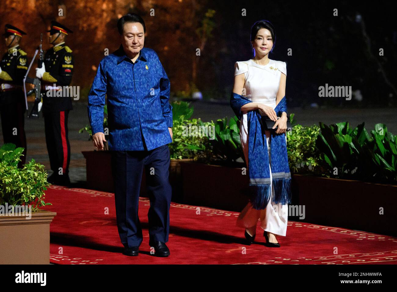South Korean President Yoon Suk-yeol and first lady Kim Keon-hee arrive ...