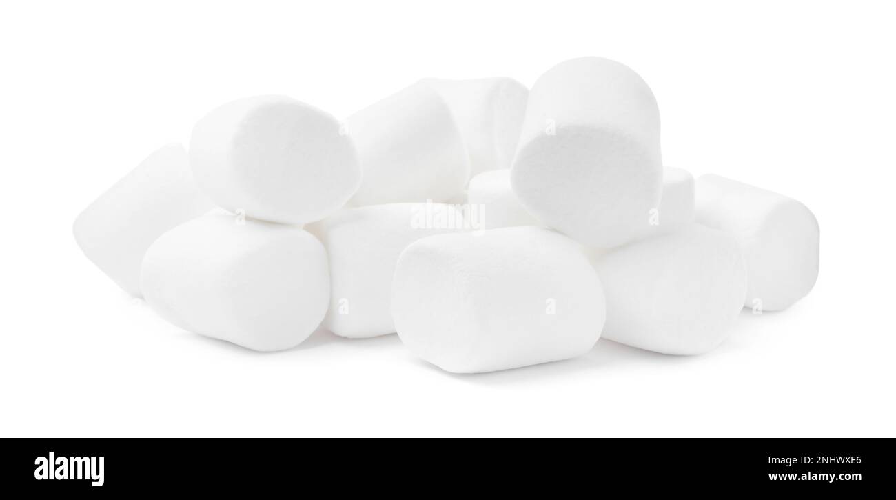 Pile of delicious puffy marshmallows on white background Stock Photo ...