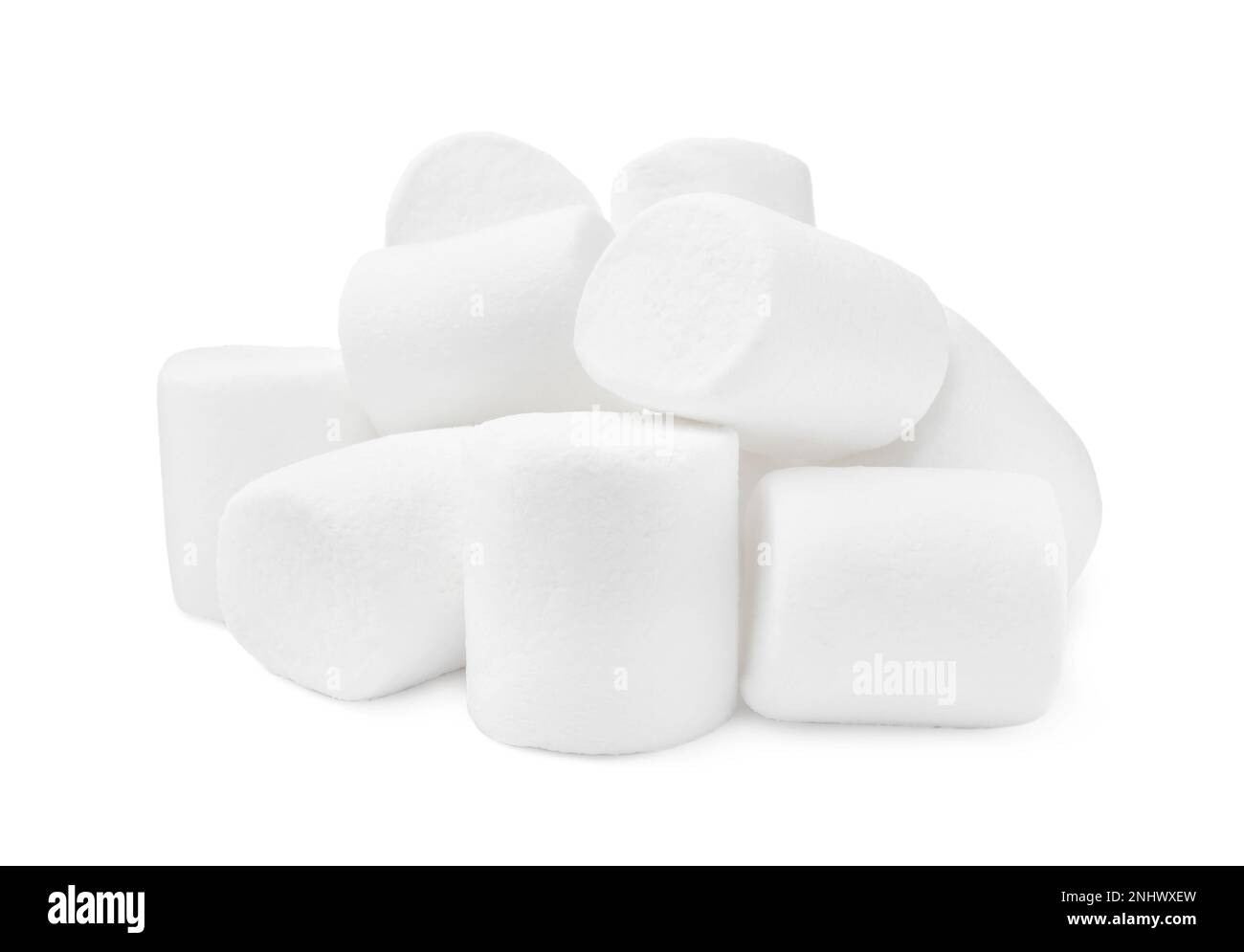 Pile of delicious puffy marshmallows on white background Stock Photo ...