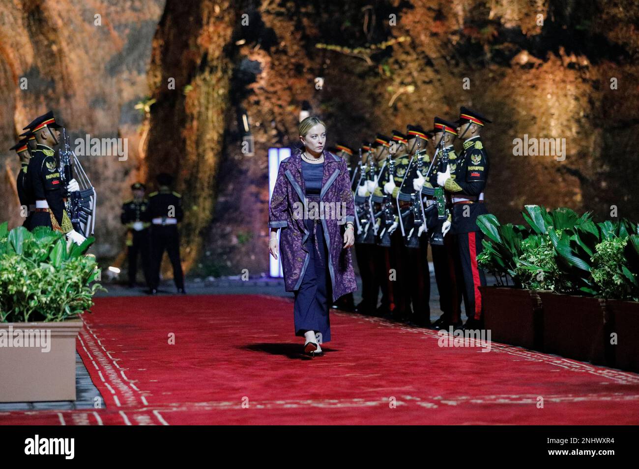 Italian Prime Minister Giorgia Meloni walks at the Welcoming Dinner ...