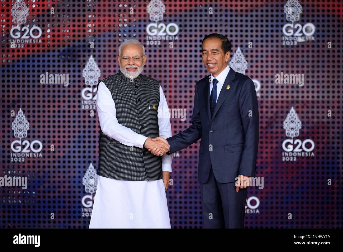 India's Prime Minister Narendra Modi, left, is greeted by the President ...