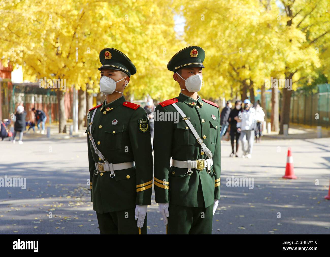 Chinese armed police officers watch out in Beijing on Nov. 5, 2022 ...
