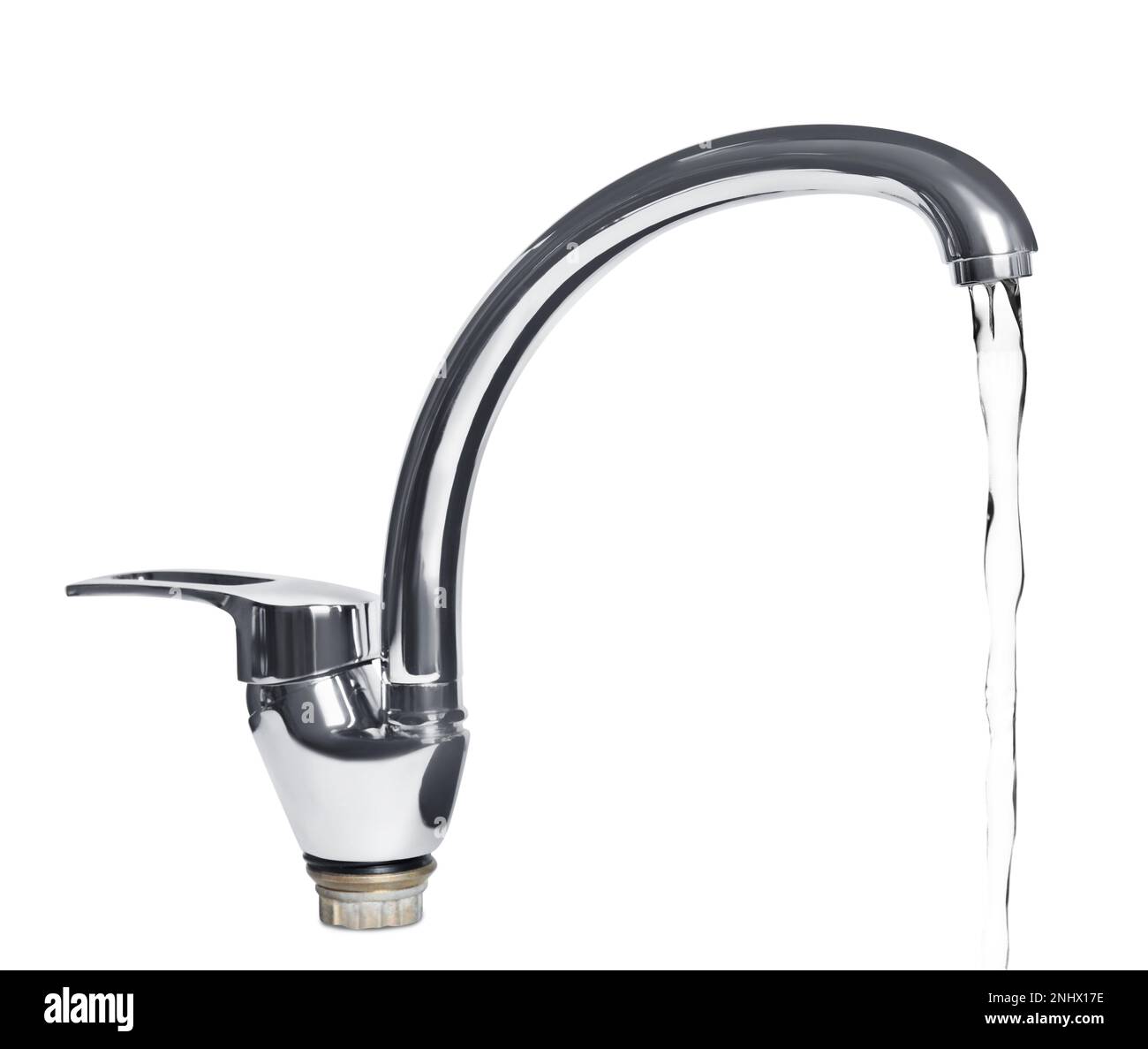 Water stream flowing from tap on white background Stock Photo - Alamy