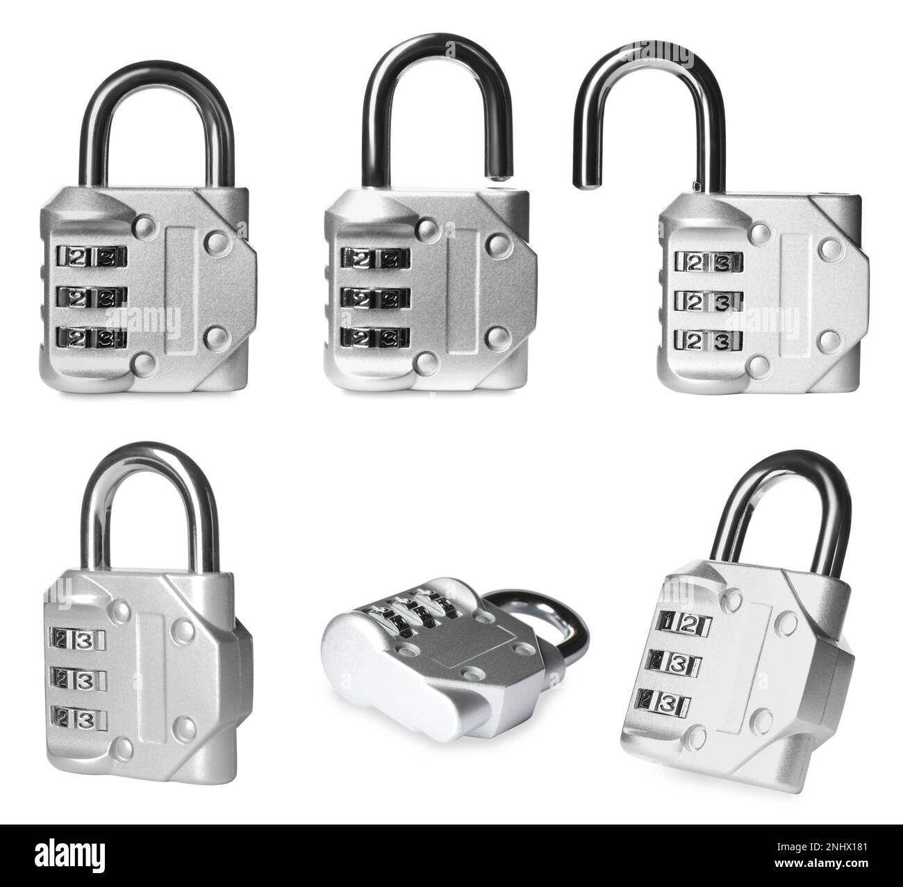 Steel combination padlocks on white background, collage Stock Photo - Alamy