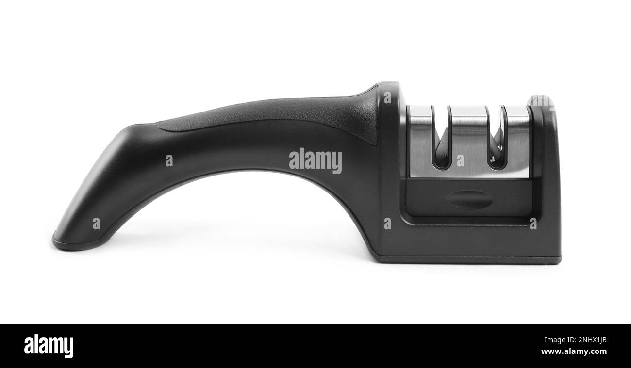 Modern handheld sharpener for knife isolated on white Stock Photo - Alamy