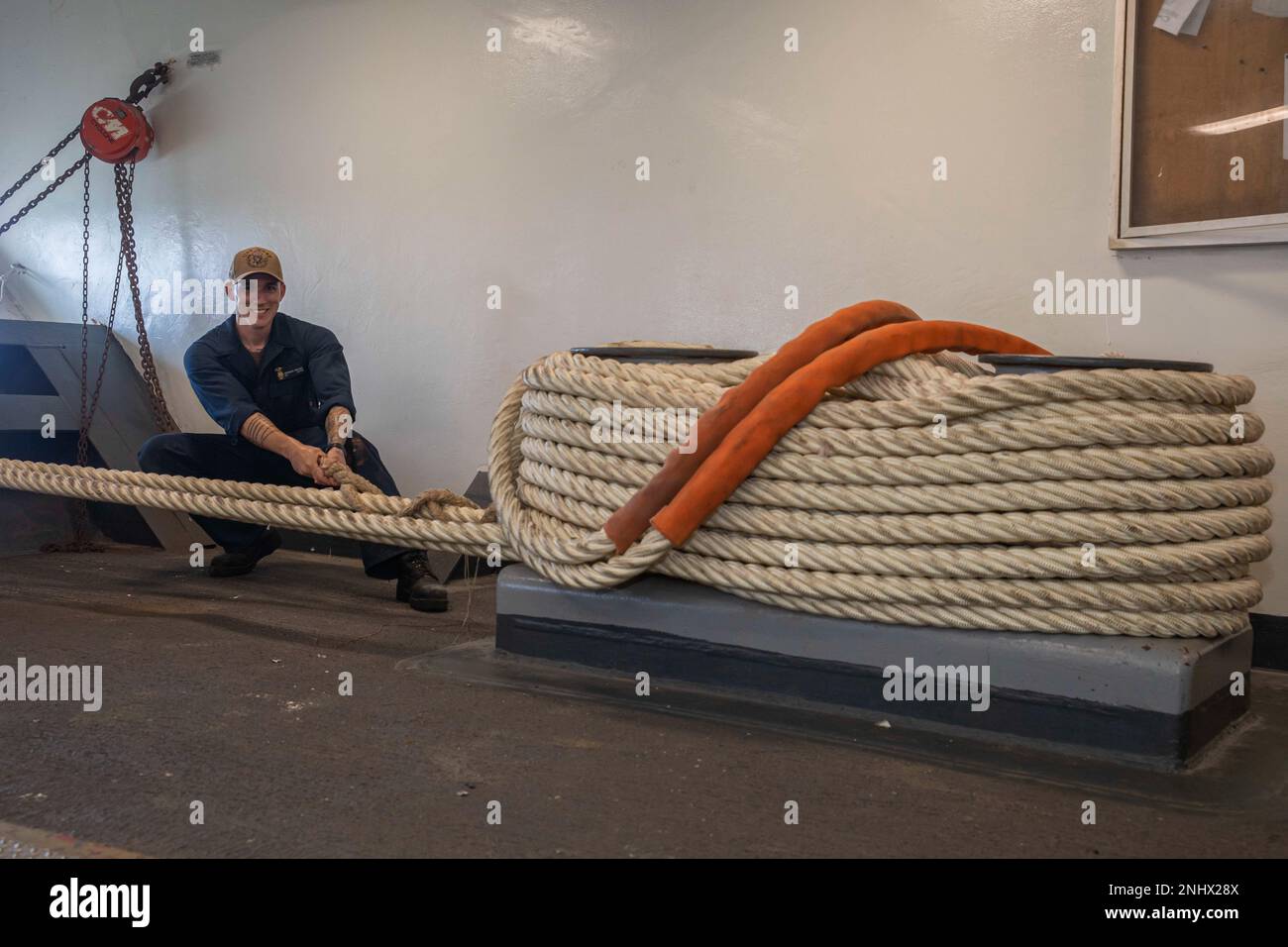 220803-N-CJ603-1014 NORFOLK (Aug. 3, 2022) -- Seaman Nicholas MacRae ...