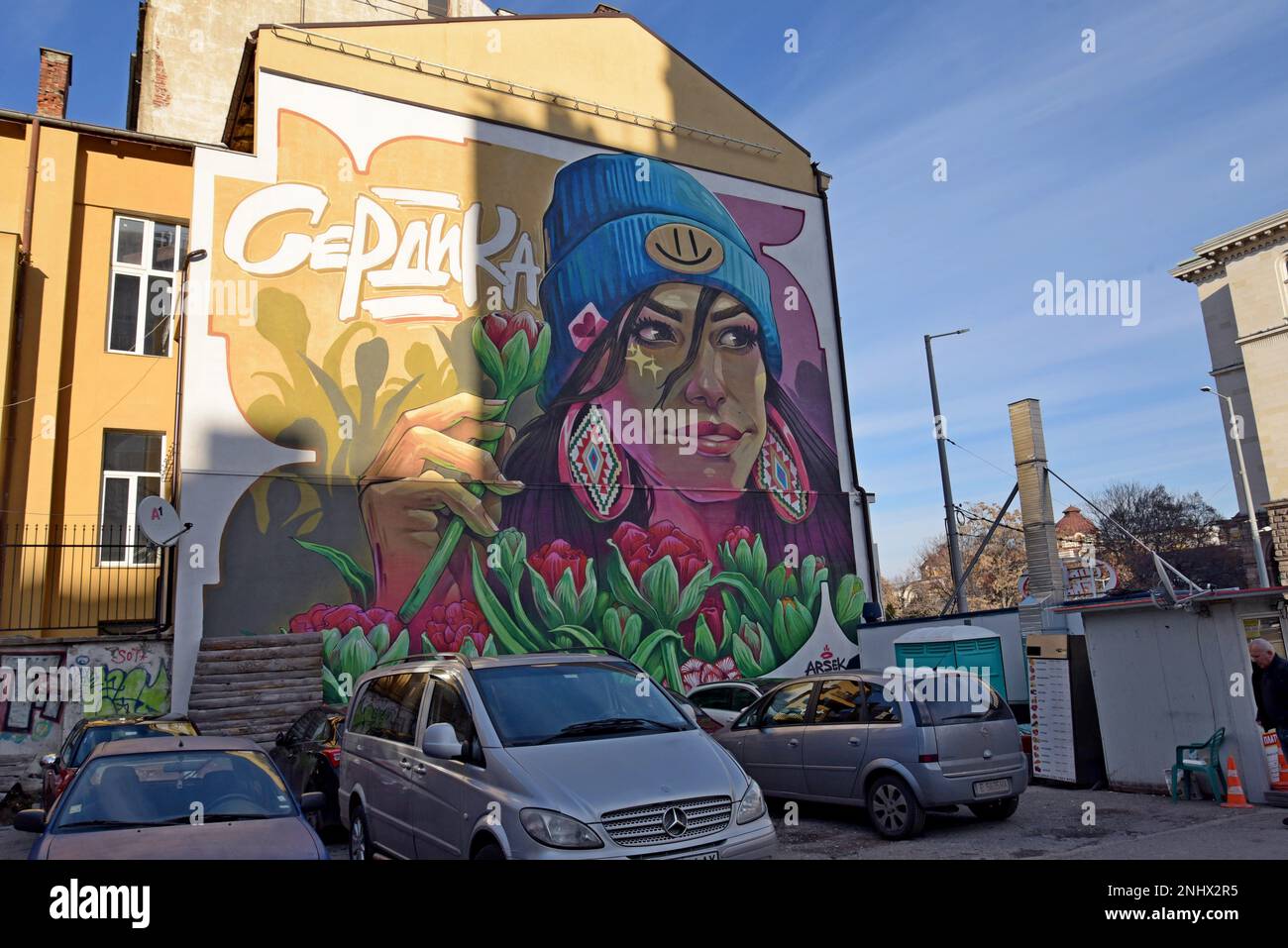 Street art murals, part of the street art and graffiti train in Sofia, Bulgaria Stock Photo - Alamy