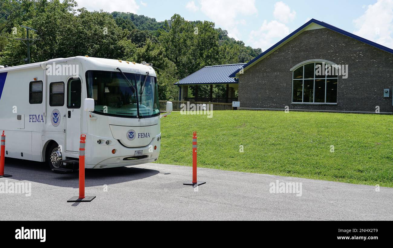 Manchester, KY, August 3, 2022 - FEMA mobile registration center open ...