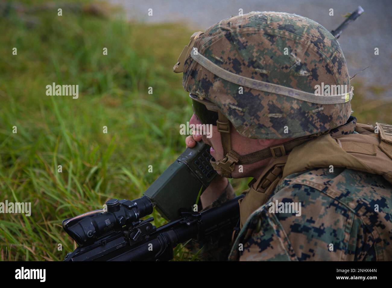 U.S. Marine Corps Cpl. Riley Lawrence, a rifleman with 3d Battalion, 3d ...