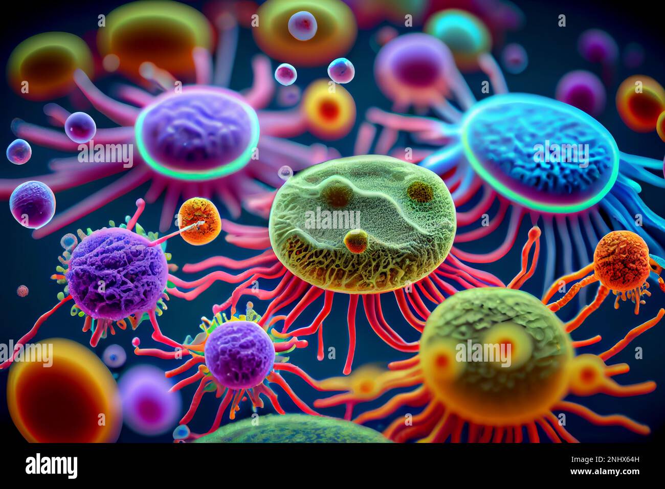 Beautiful microworld, microbes of different shapes, ai generated ...