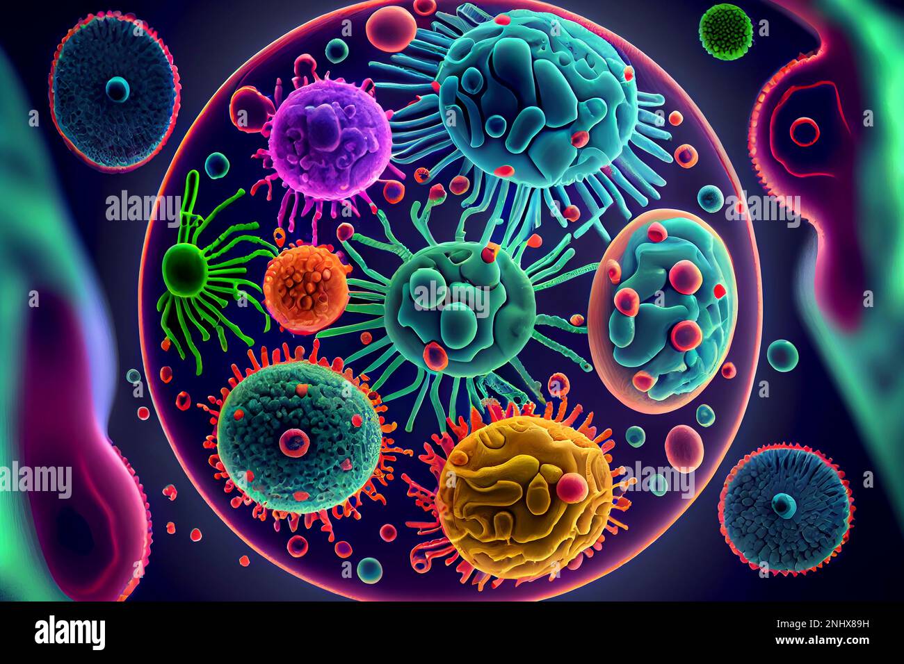 Beautiful microworld, microbes of different shapes, ai generated ...