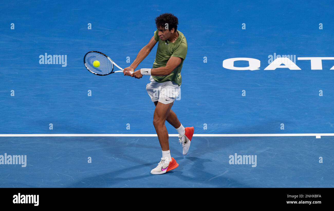 Doha, Qatar. 21st Feb, 2023. Abedallah Shelbayh of Jordan vs Soonwoo ...