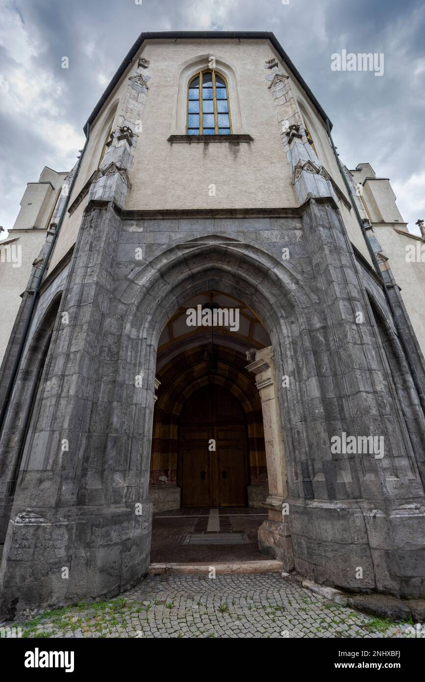 Parish church of St. Nicholas, in the old town of Hall in Tyrol ...