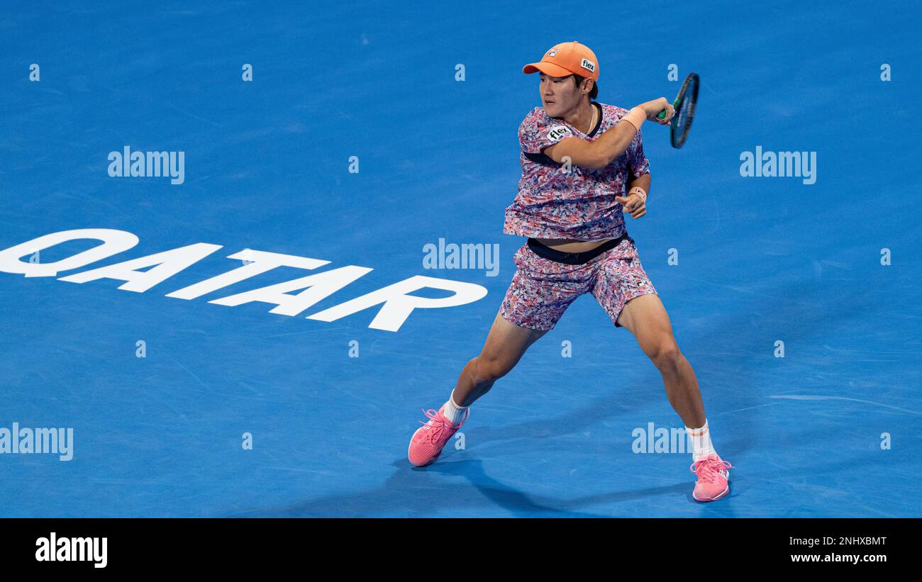 Doha, Qatar. 21st Feb, 2023. Abedallah Shelbayh of Jordan vs Soonwoo ...