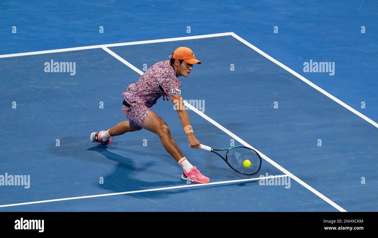 Doha, Qatar. 21st Feb, 2023. Abedallah Shelbayh of Jordan vs Soonwoo ...