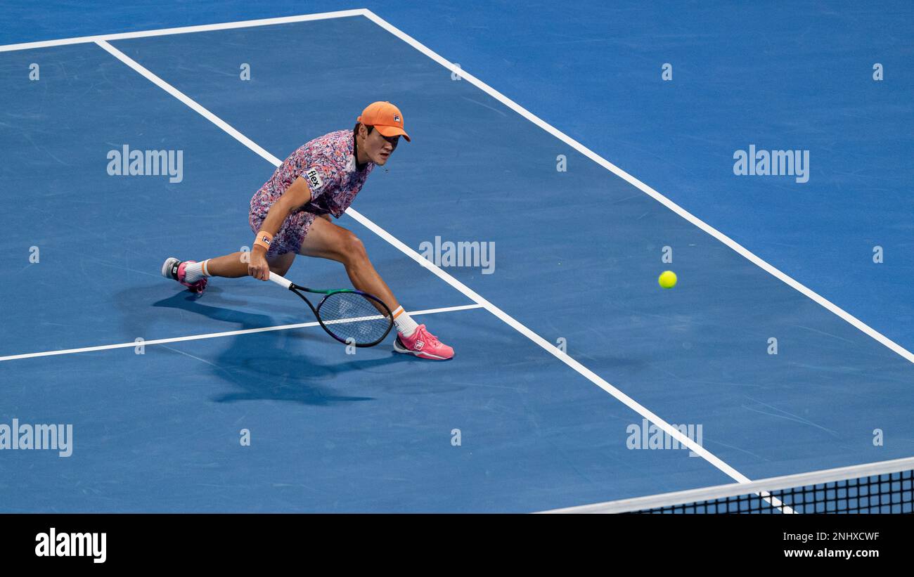 Doha, Qatar. 21st Feb, 2023. Abedallah Shelbayh of Jordan vs Soonwoo ...