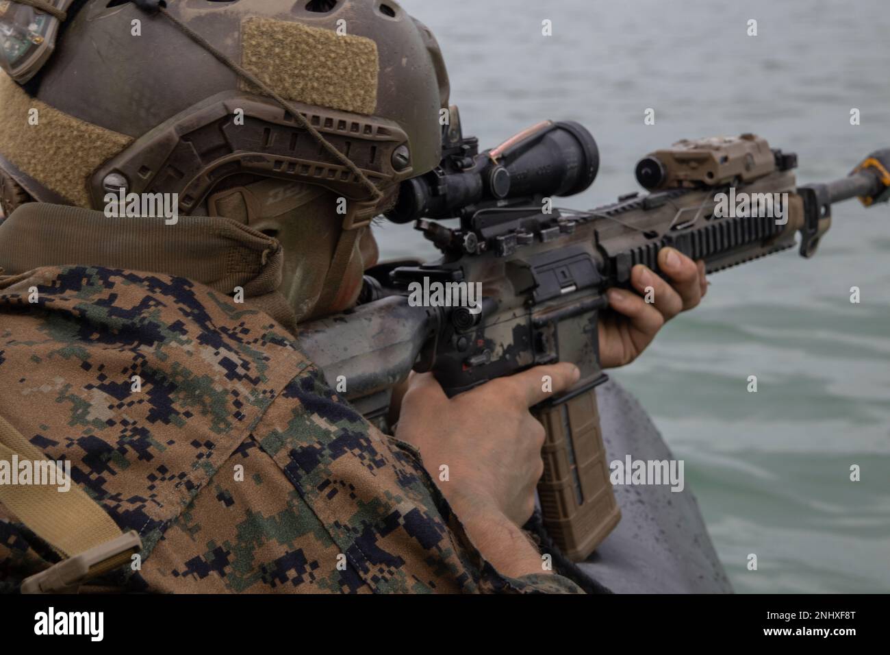 A U.S. Marine with the 31st Marine Expeditionary Unit Maritime Raid ...