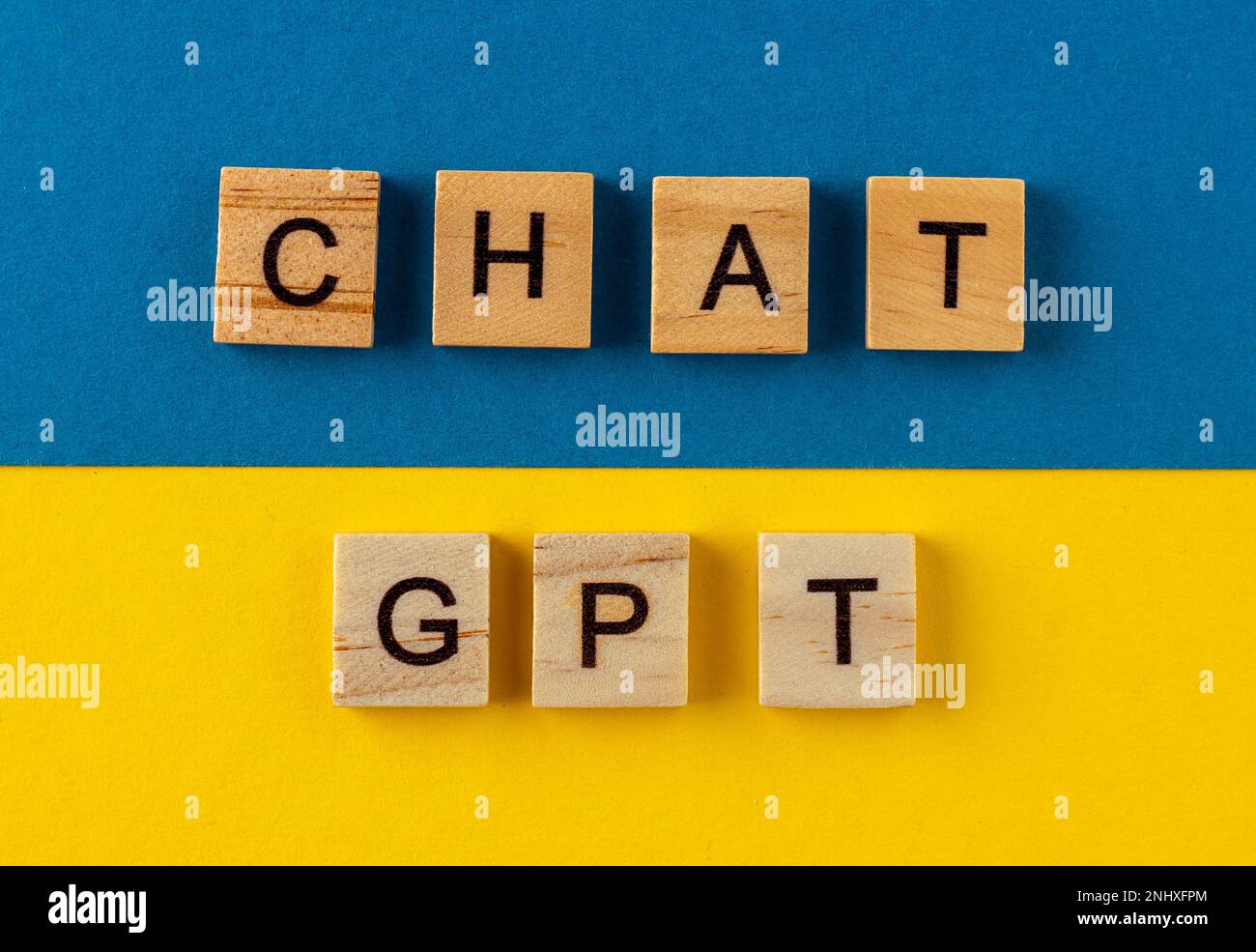 ChatGPT background. Words in wooden letters. Chat with AI or Artificial ...
