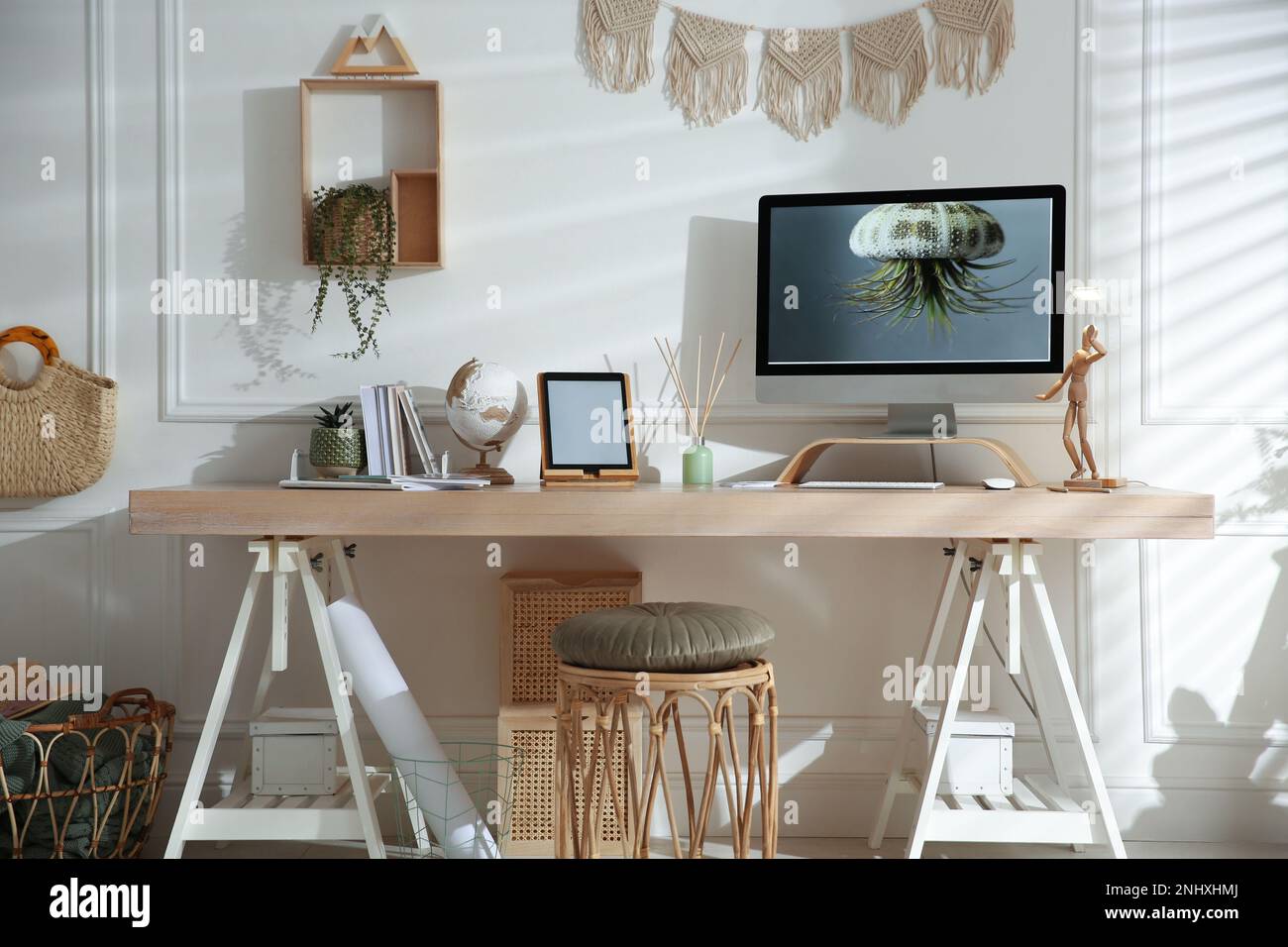 Stylish home office interior with comfortable workplace Stock Photo - Alamy