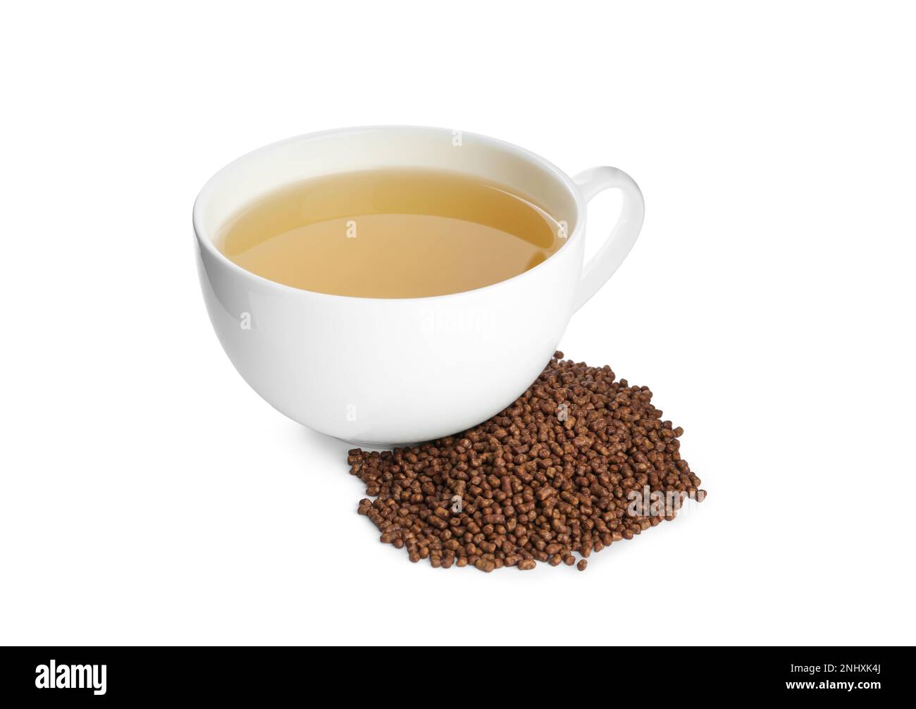 Buckwheat tea and granules on white background Stock Photo - Alamy