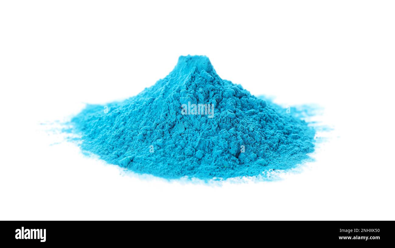 Light blue powder dye on white background. Holi festival Stock Photo ...