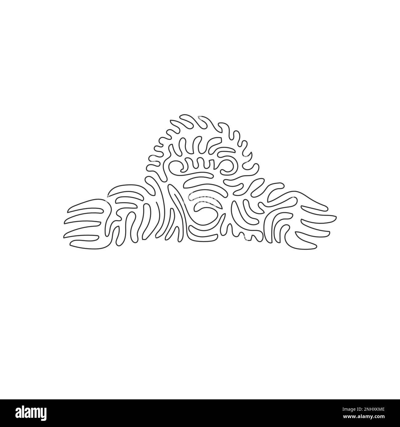 Single curly one line drawing of mole excavates tunnels abstract art ...