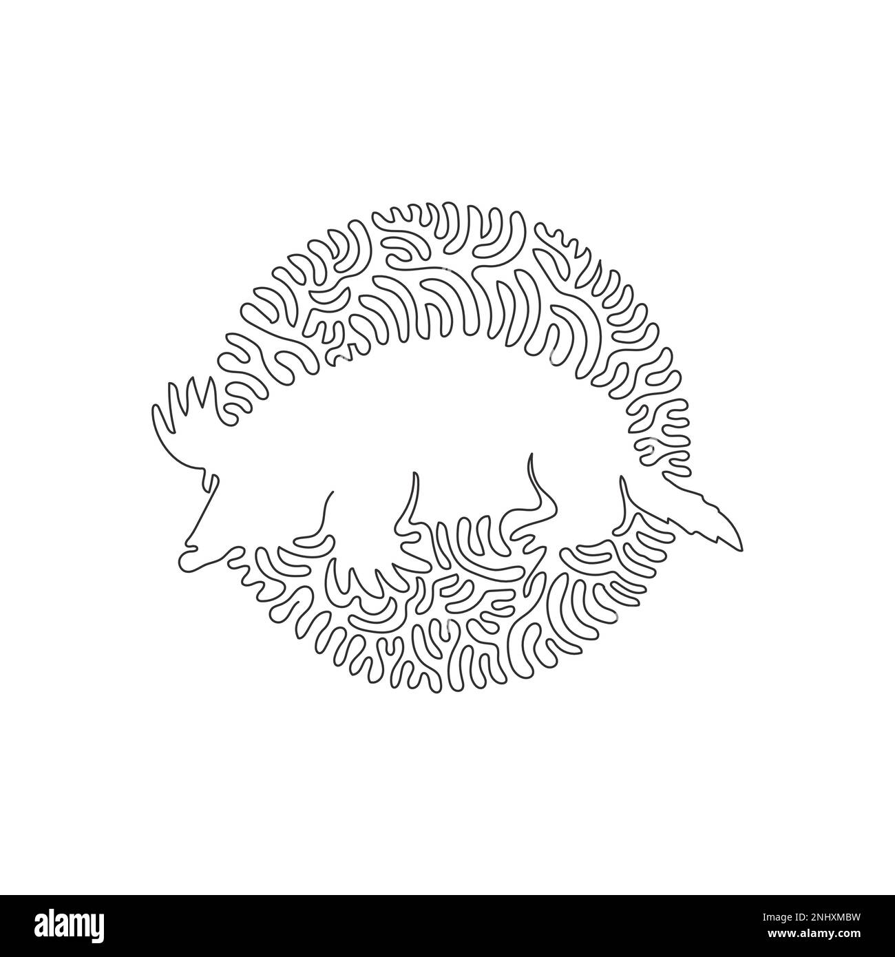 Continuous One Curve Line Drawing Of Aggressive Mole Abstract Art