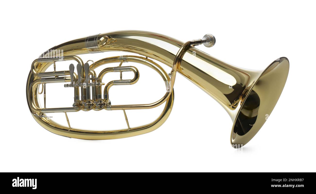 Tenor horn isolated on white. Wind musical instrument Stock Photo - Alamy