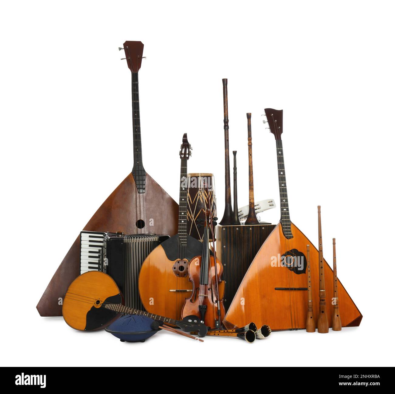Set of different musical instruments on white background Stock Photo ...