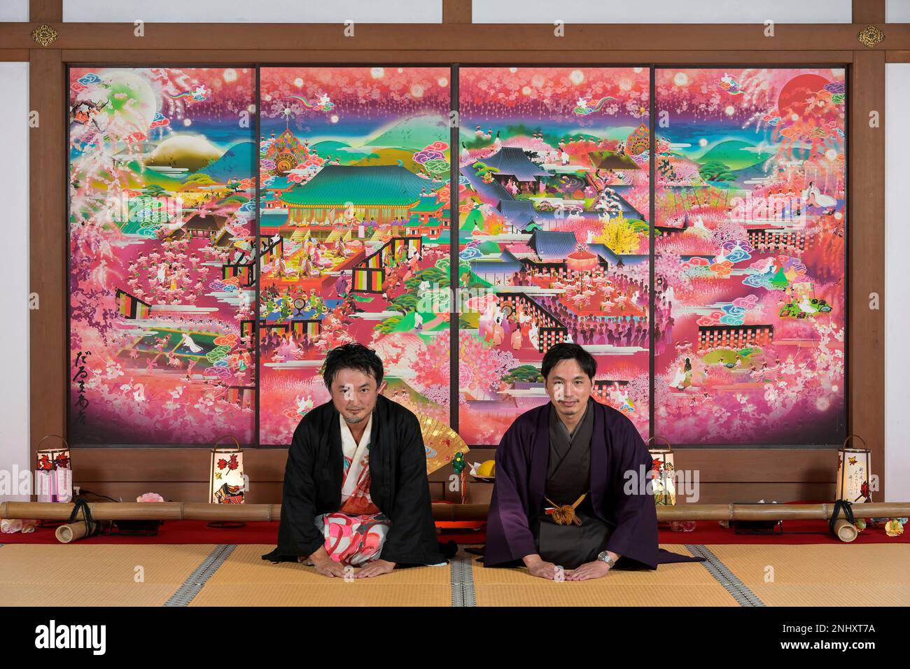 A photo shows colorful painting of sliding door which was drawn by art ...