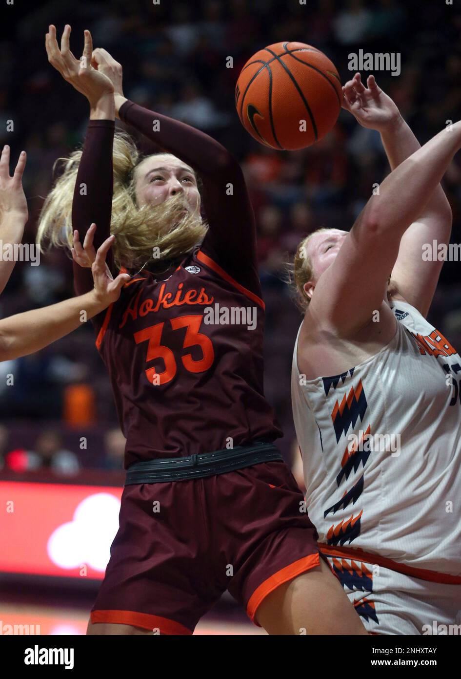 Virginia Tech's Elizabeth Kitley (33) and Bucknell's Emma Shaffer (52 ...