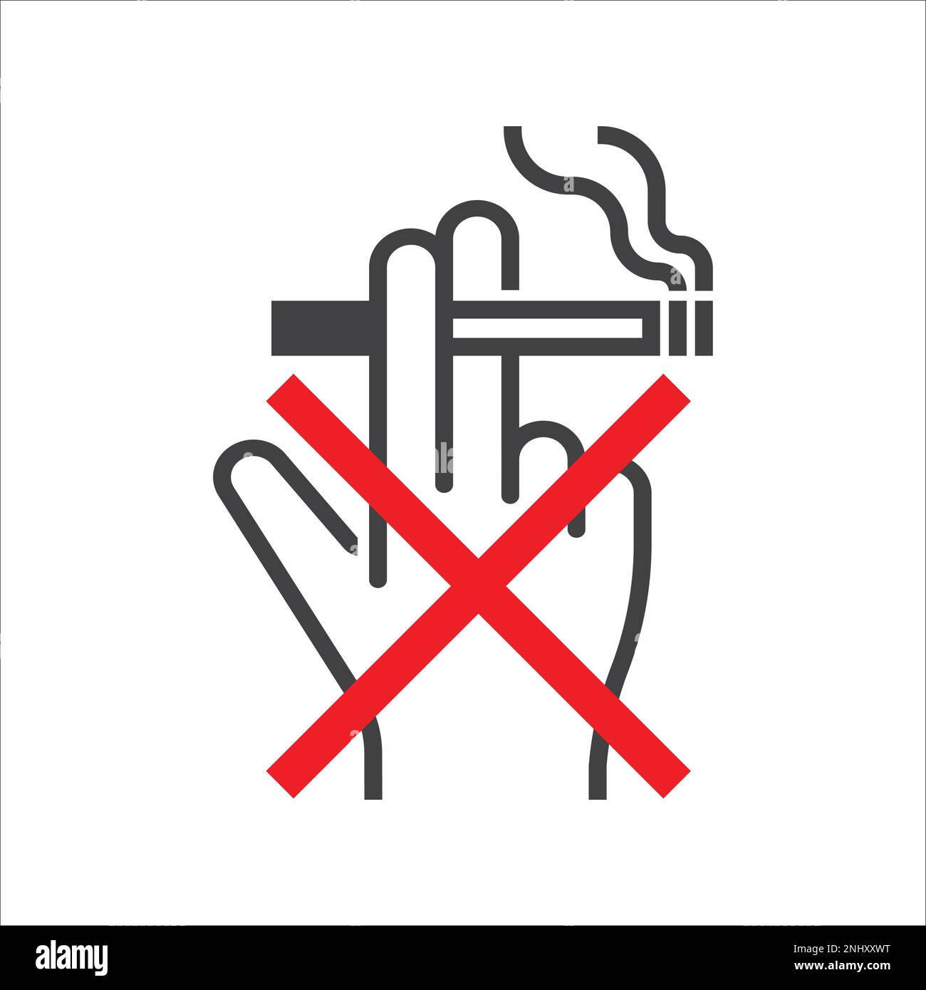 No Smoking sign icon. Cigarette with hand symbol icon. Smoking design ...