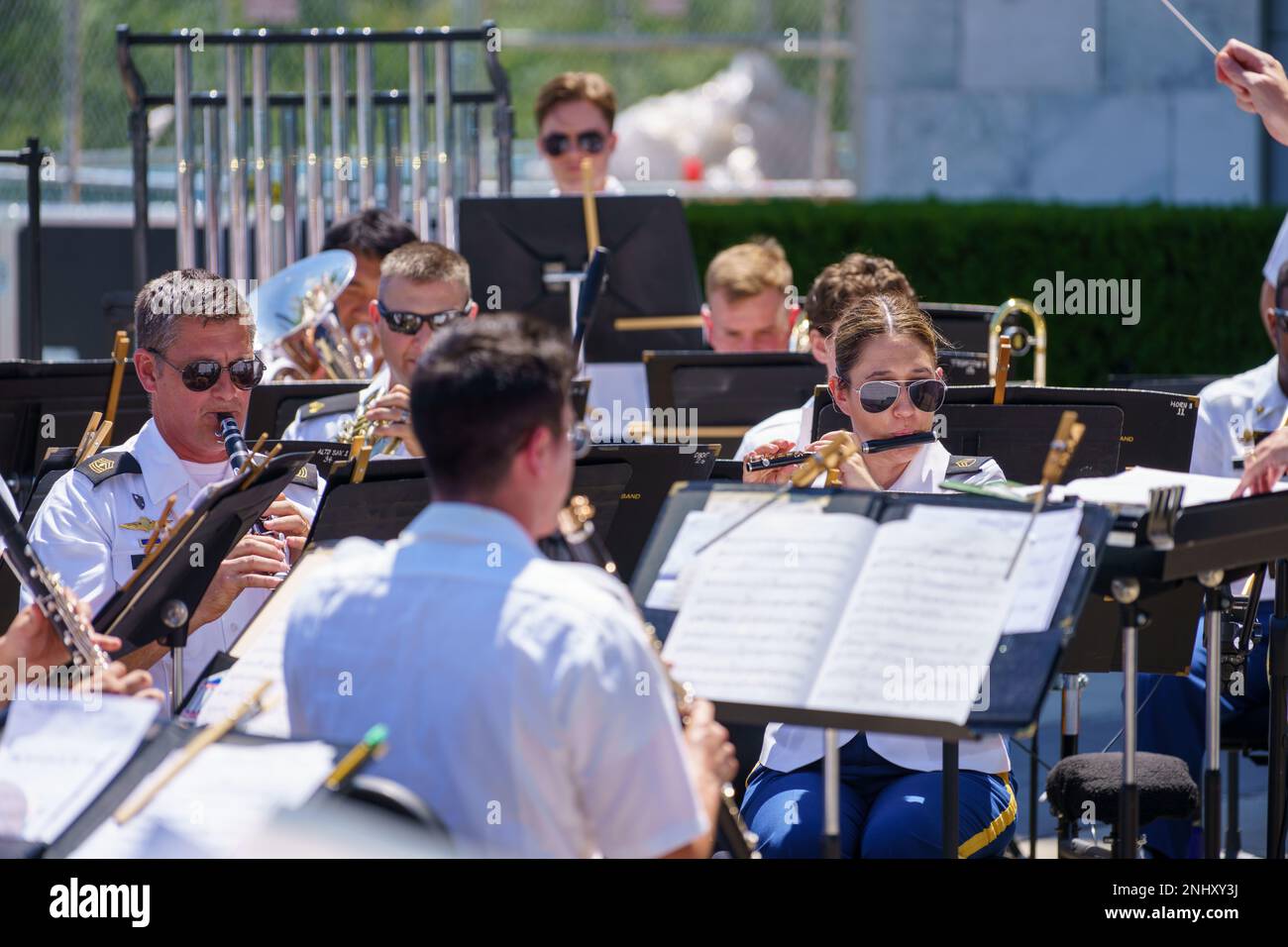 U.S. Army Soldiers assigned to the 42nd Infantry Division Band perform ...