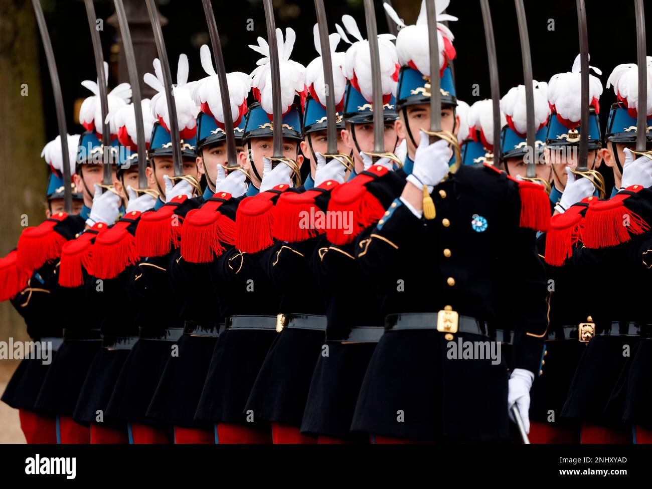 Saint-Cyr Military School cadets attend a ceremony at the Arc de ...