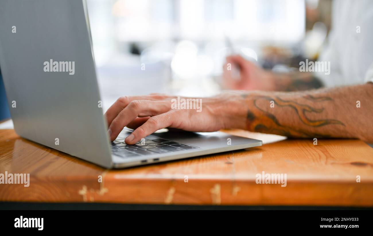 Close-up image of a Caucasian businessman or male office worker with ...