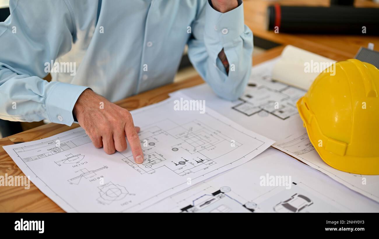 Close-up image of a professional male engineer or contractor man ...