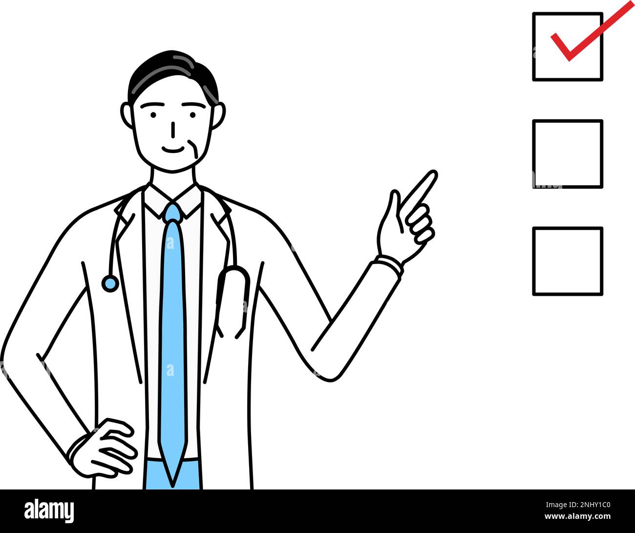 Male doctor in white coats with stethoscopes, senior, middle-aged ...