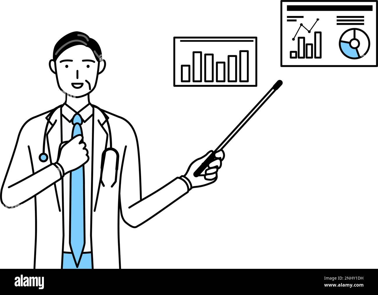 Male doctor in white coats with stethoscopes, senior, middle-aged ...