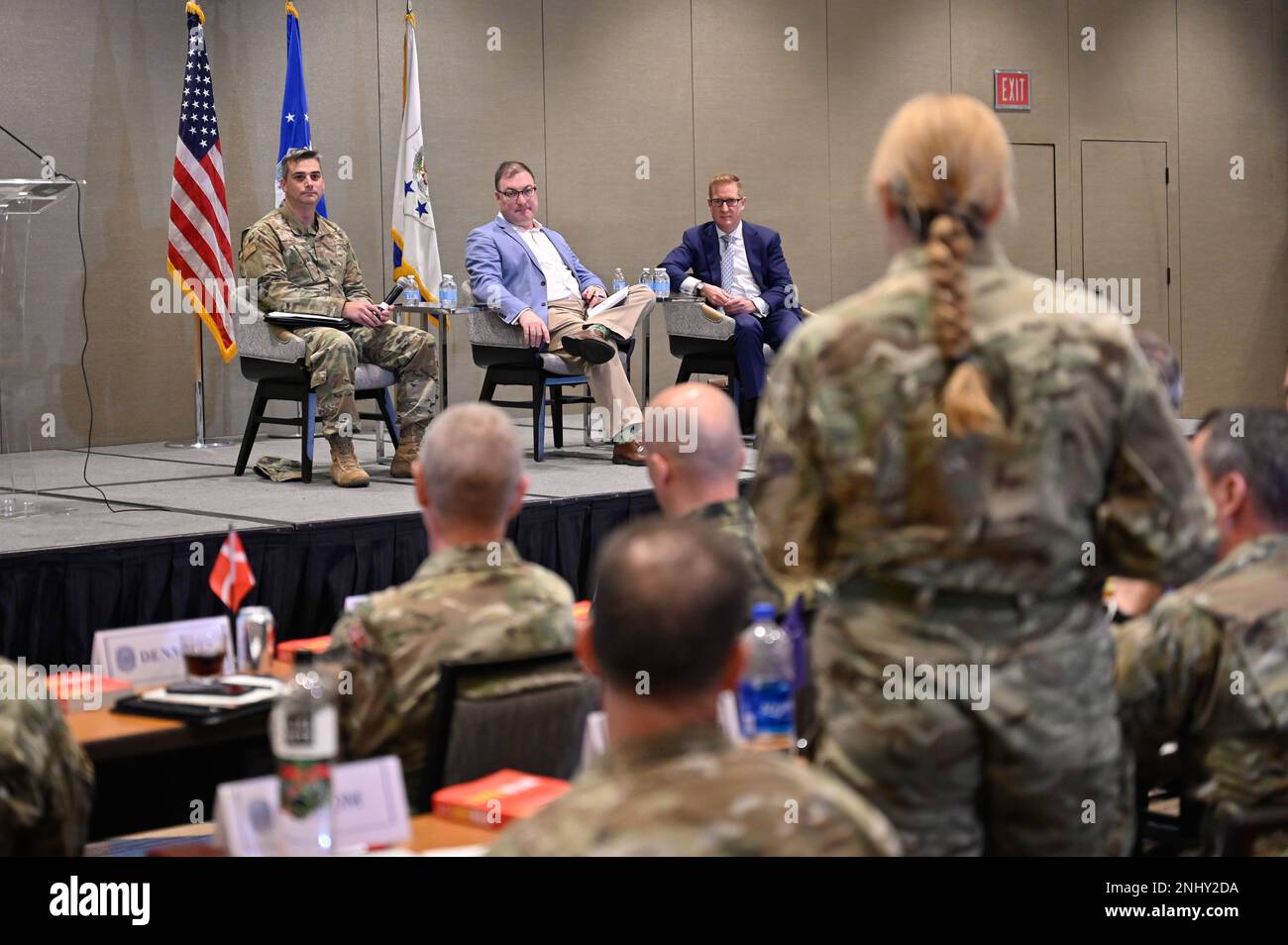 A discussion panel listens to a question during the Senior Enlisted ...