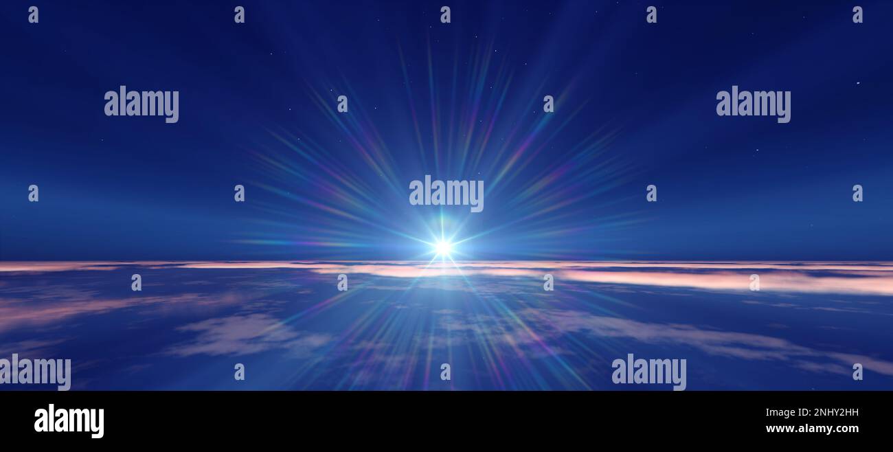 Earth Sunrise From Space Over Cloudy Ocean 3d Rendering Illustration